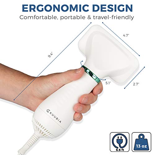 KUUBIA Pet Hair Dryer | Portable and Quiet 2 in 1 Pet Grooming Hair Dryer Blower with Replaceable Slicker Brush | Adjustable Temperature | for Small and Medium Dogs and Cats