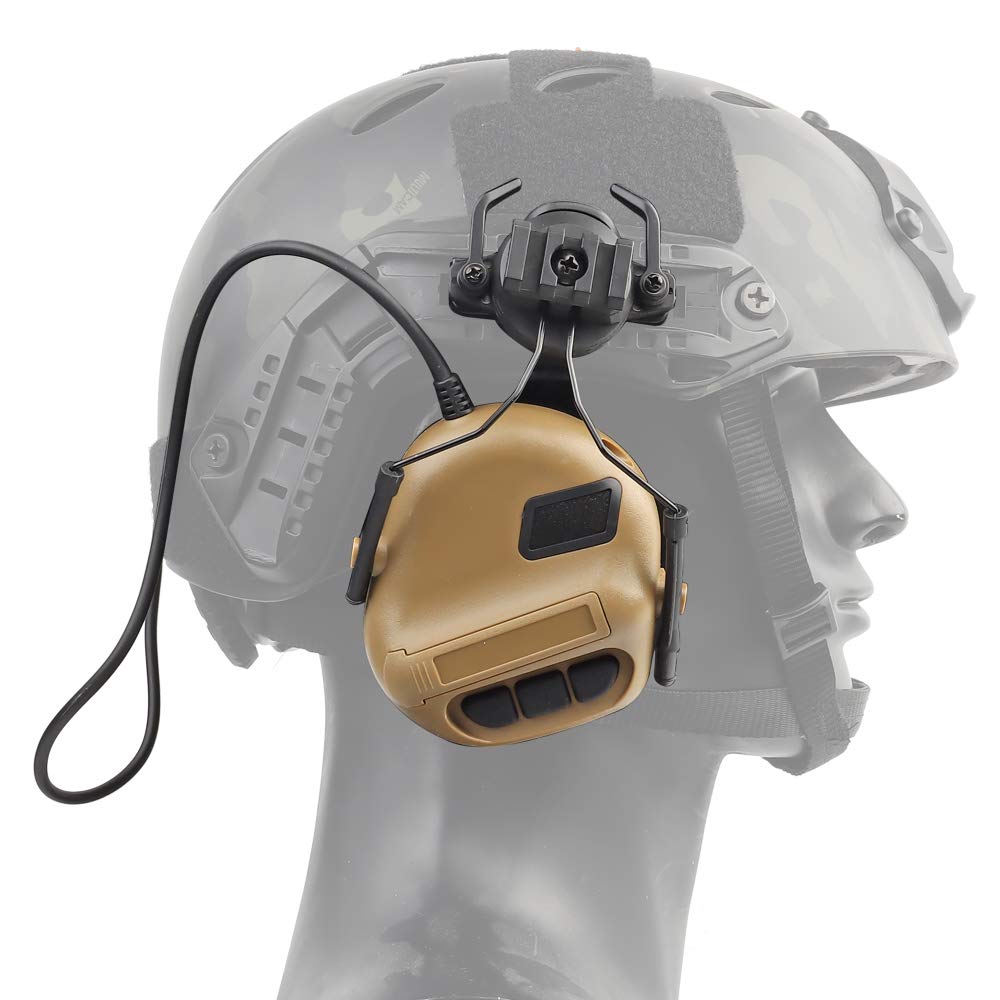 ATAIRSOFT Tactical Headset Unlimited Power Intercom with Microphone Waterproof Hunting Shooting Headphones Earmuff No Noise Reduction Function (Tan)