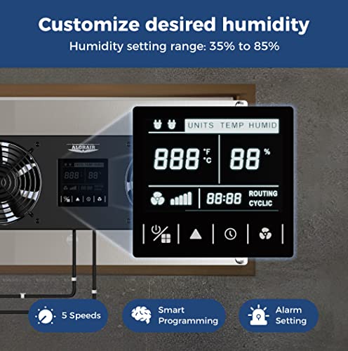 ALORAIR Crawlspace Ventilation Fan, Crawlspace Fan vent with Temperature Humidity Controller, Timing Cycle, Speed Control, for garage, shed, crawl space, basements, 240CFM (Air-out)