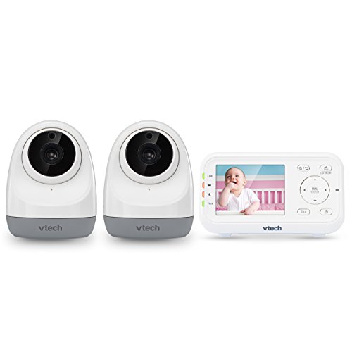 VTech VM3261-2 2.8β Digital Video Baby Monitor with 2 Pan & Tilt Cameras, Full Color and Automatic Night Vision, White