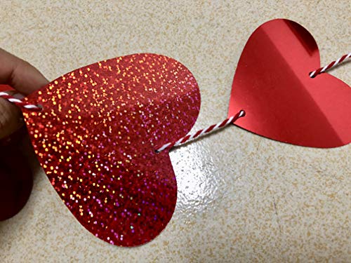 LeeSky 6Pcs Red Valentines Heart Garland Valentines Day Heart Banner Valentines Hanging Hearts Decorations for Happy Valentines Day Decorations