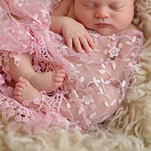 Yunnyp 3pcs Baby Photo Shooting Background Set,Baby Photo Props Fluffy Blanket + Wrap + Headband Set Newborn Photography Wrap Mat (Pink)
