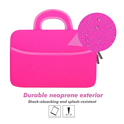 MoKo 8-10.1 Inch Kids Tablet Sleeve, Neoprene Zipper Carrying Case Bag Fits iPad Pro 11", iPad 10.2, Tablet with Accessory Pocket - Magenta