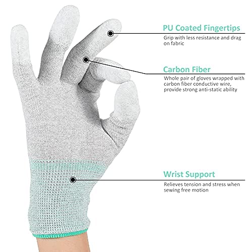 4 Pairs ESD Anti Static Gloves, PC Gloves with High Resistance Carbon Fiber Anti-static Gloves for PC Building Computer Electronics Installation and Repair (Medium)