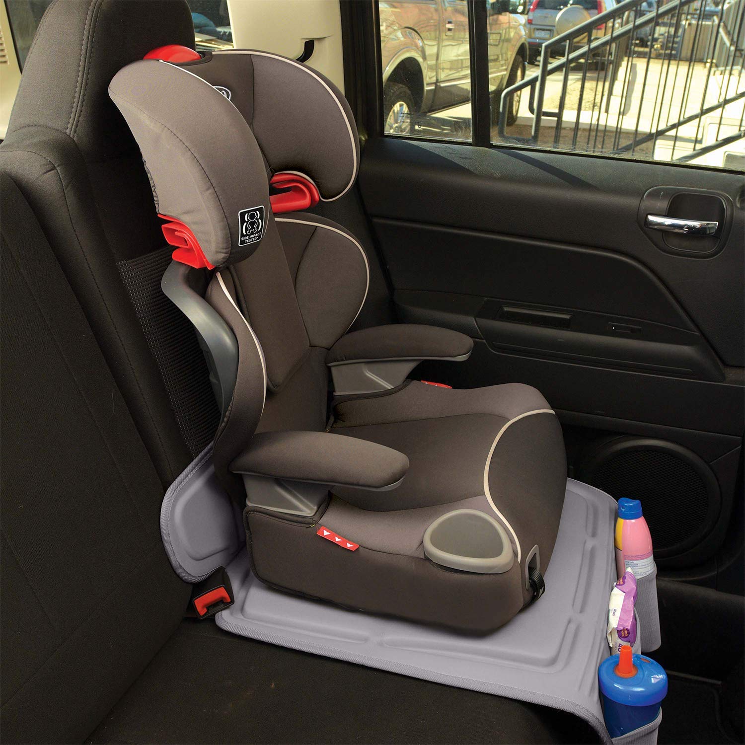 Travel Bug Heavy Duty Infant & Toddler Car Seat Protector for Rear and Forward Facing Baby Car Seats - Grey
