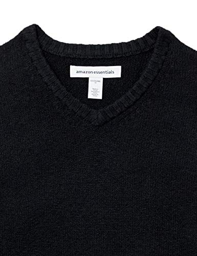 Amazon Essentials Men's Long-Sleeve Soft Touch V-Neck Sweater, Black, X-Large
