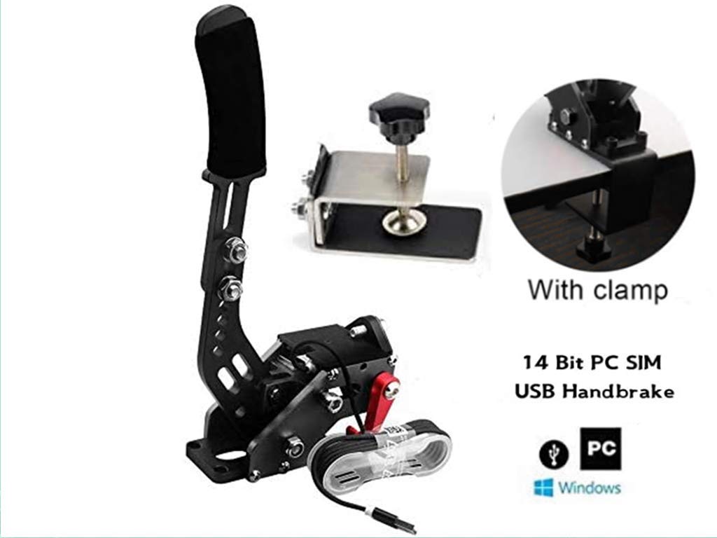 Anngo USB Handbrake PC Windows for Sim Racing Games G25 G27 G29 T500 FANATECOSW Dirt Rally +Clamp (Black Type 2)