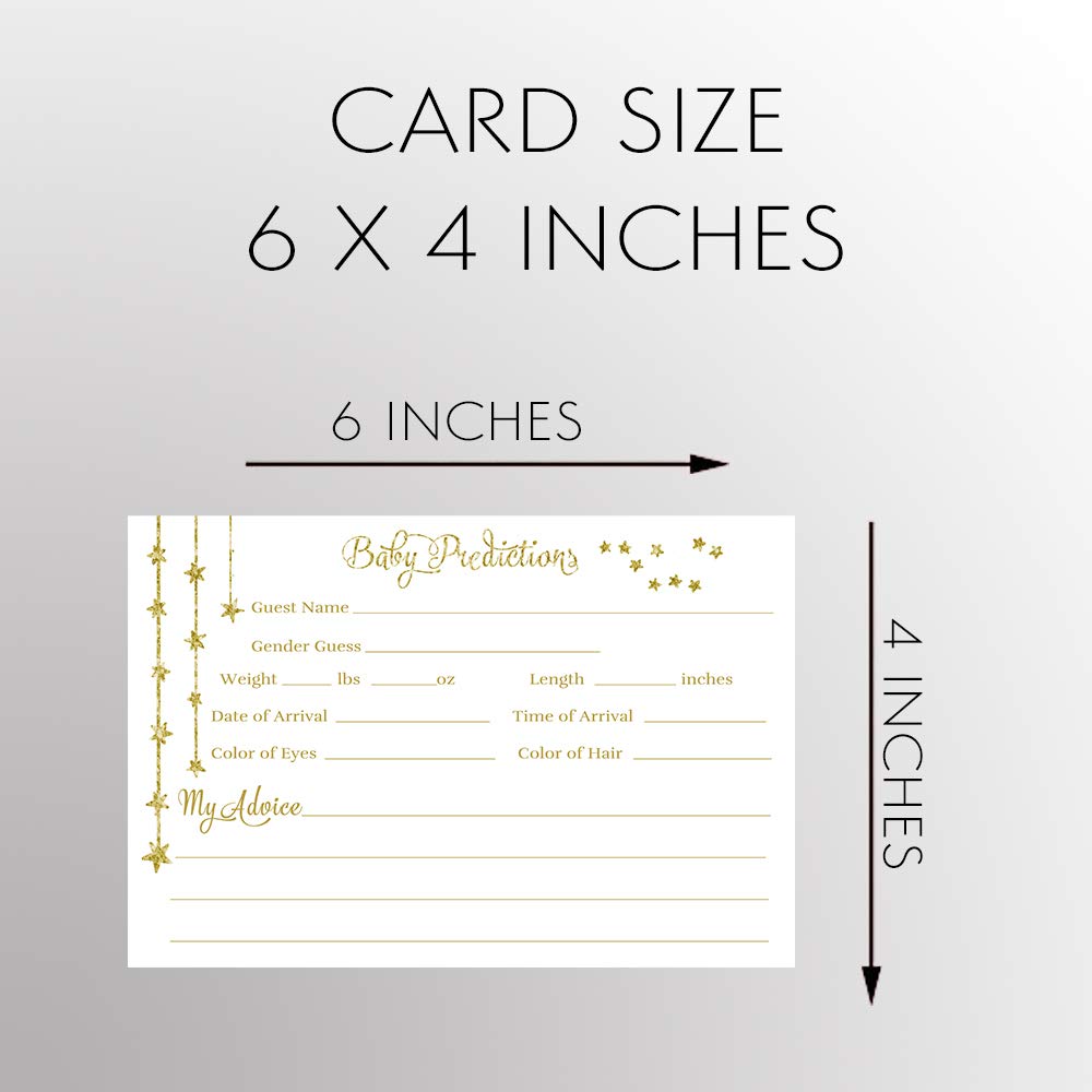 Twinkle Little Star Baby Shower Prediction Cards White Glitter Gold Predictions Gender Neutral Boy or Girl Activity Sparkles Over the Moon Printed (24 Count)