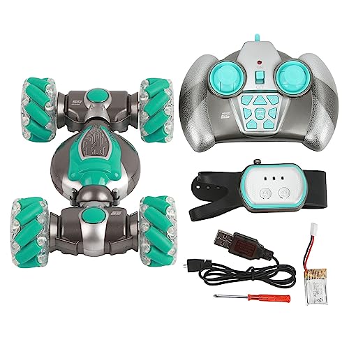 Alomejor Remote Control Car Toy, 2.4Ghz RC Stunt Car 360 Degrees Rotation ABS Electronic Component for Home (Green)