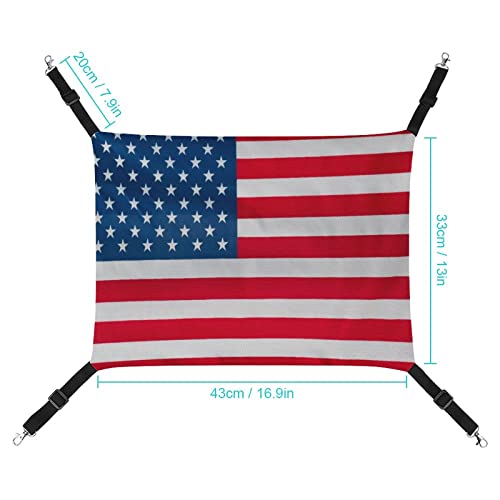 American Flag Pet Hammock Bed Guinea Pig Cage Hammock Small Animal Hanging Bed for Ferret, Chinchilla, Puppy and Other Small Animals