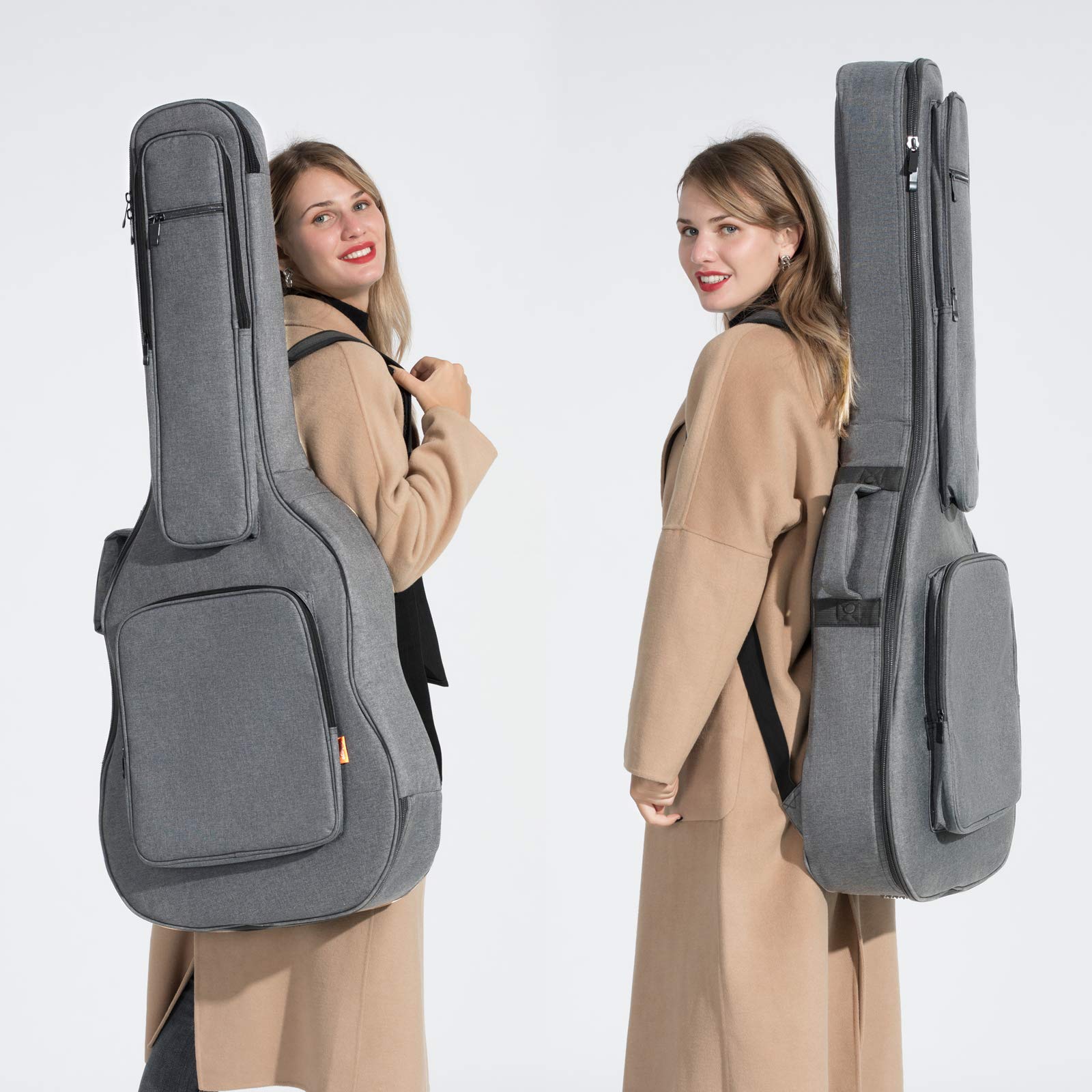 CAHAYA Guitar Bag Acoustic Reinforced 0.7 In Thick Sponge Soft Padded Guitar Case with 5 Pockets,Neck Cradle,Back Hanger Loop for 39 40 41 In Acoustic Classical Guitars CY0176