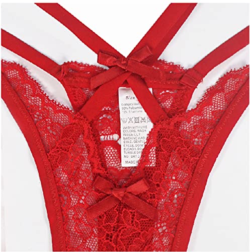 Banamic Women G String Panties Underwear for Ladies Cotton Thongs for Women Red