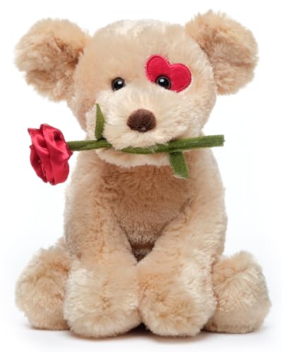 Bearington Conner Cuddlesmore The Valentine's Stuffed Animal, 11 Inch Stuffed Animal Dog, Ideal for Valentine's Day Gifts