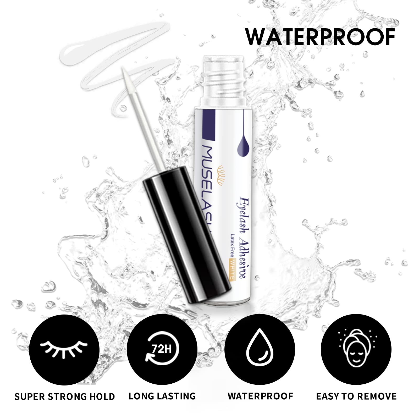 π¦ππ½π²πΏ ππΌπΉπ± MUSELASH Latex Free False Eyelashes Glue Super Hold Clear Waterproof Strip Lashes Glue Hold Adhesives 5g 0.175oz Mink Lashesβ¦β¦