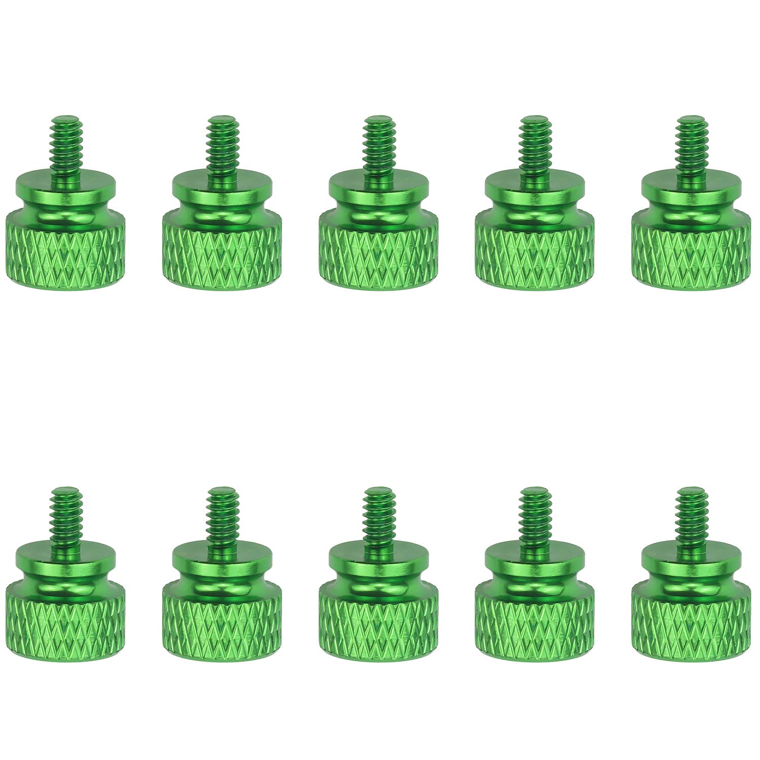 Favordrory 6#-32 Anodized Aluminum Thumbscrews, Computer Case Thumbscrews, Thumb Screws, Green, 10 PCS