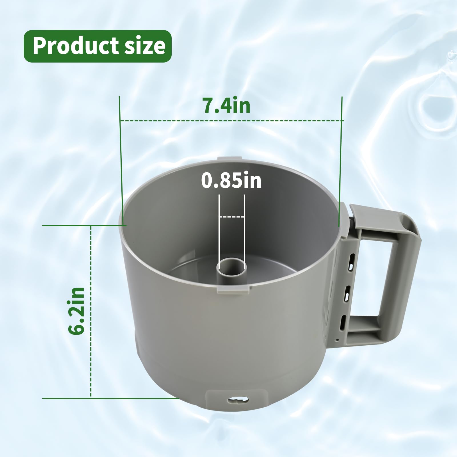 Vanshly 112204S Food Processor Gray Bowl 3 Quart compatible with Robot Coupe R2 3L Gb,R2 DICE, R2 Dice, R2B, R2N