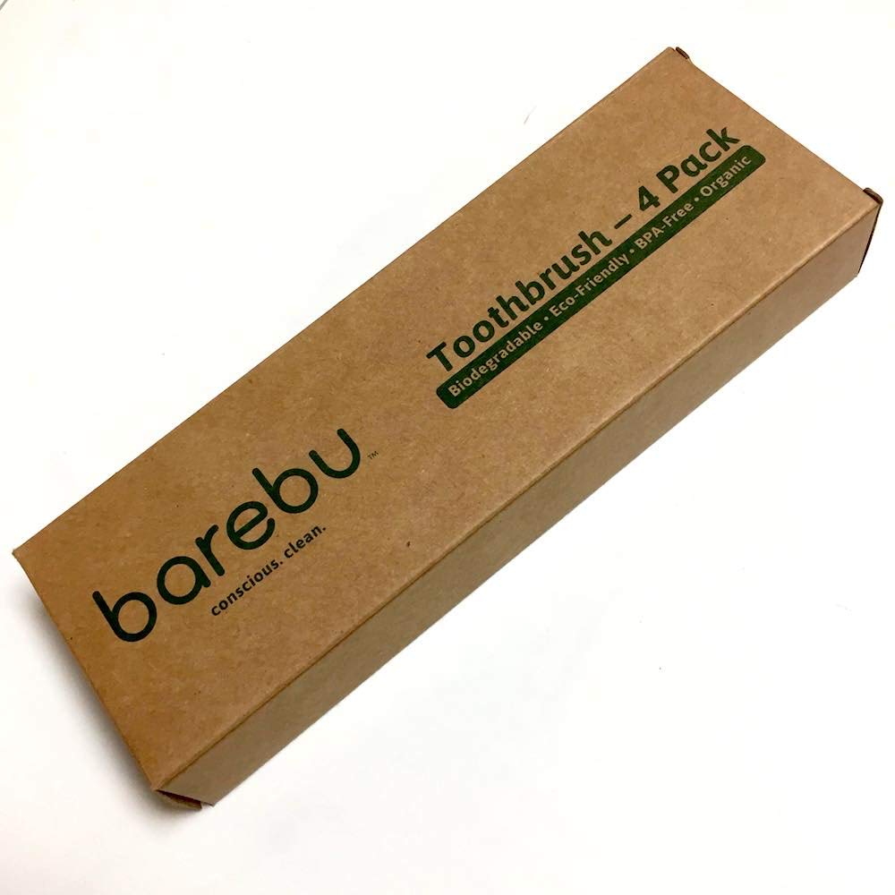 Eco-Friendly Natural Bamboo Toothbrush - Organic, BPA Free and Durable with Ergonomic Handle (4-Pack: Hard Nylon Bristles)