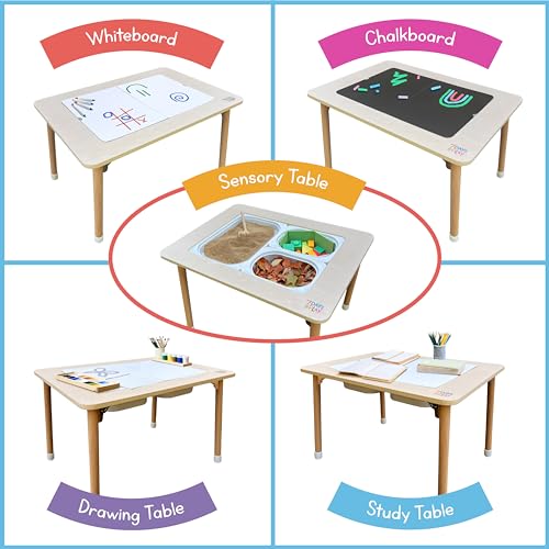 7 Days of Play Sensory Play Activity Table with Foldable Legs, Storage Bins, and Lid