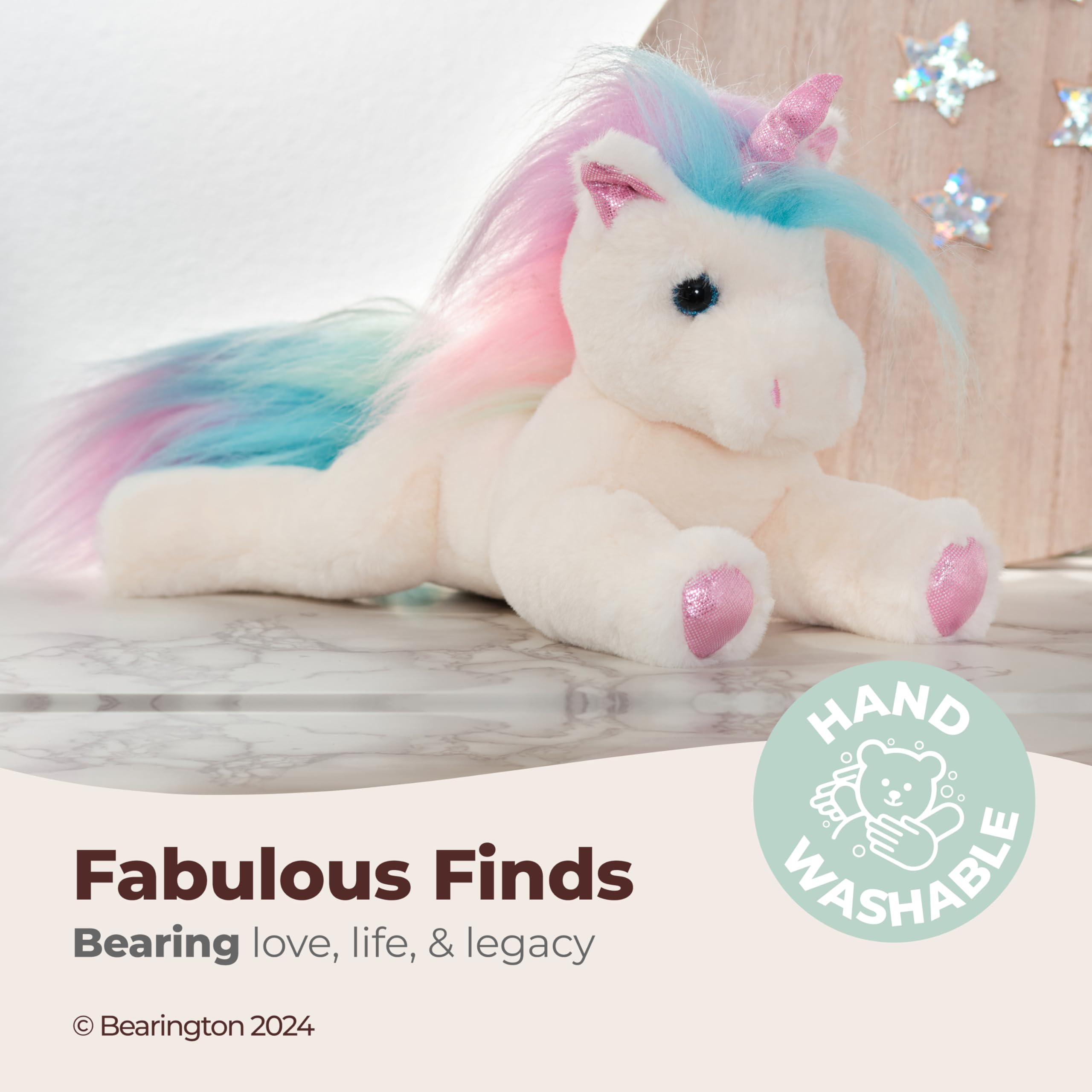 Bearington Lil' Rainbow Shimmers The White Unicorn Plush, 10 Inch Unicorn Stuffed Animal