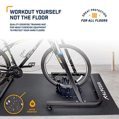 Alpcour Bike Trainer Mat – 36”x78” Multipurpose Carpet and Floor Protection – Water-resistant with Anti-slip Texture and Noise Insulation for Home and Indoor Gym Workout Cycling