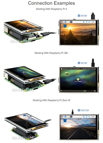 waveshare 3.5inch Resistive Touch Display, Compatible with Raspberry Pi 5/4B/3B/Zero/Zero W/Zero 2W/Pico/Pico W/Pico WH, 480×320, 125MHz High-Speed SPI