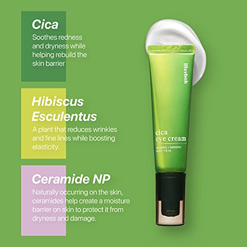 Meebak Cica Eye Cream for Dark Circles and Puffiness, Anti Aging, Wrinkles, Korean 1 fl oz