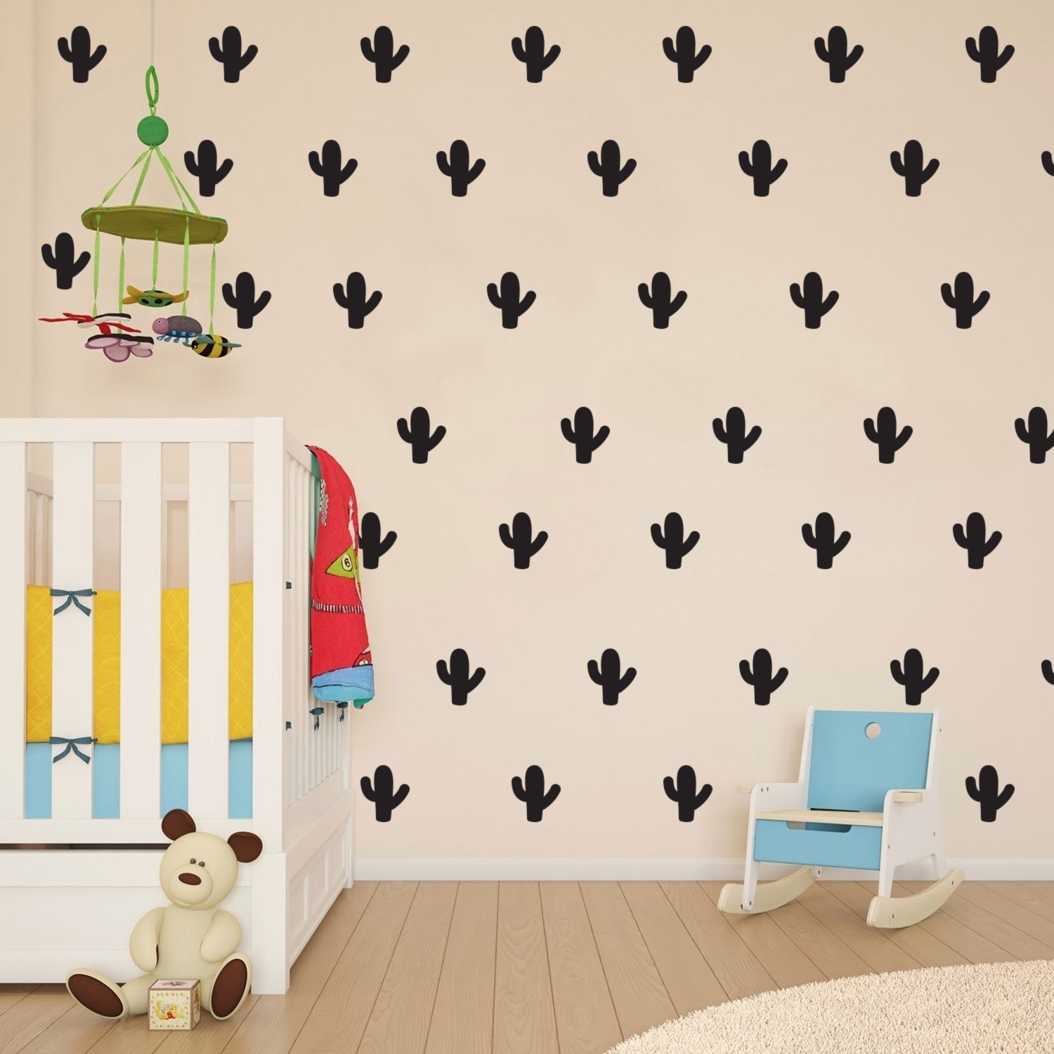 Set of 20 - Cactus Wall Decals - 1.5" x 1.5" Each - Bedroom Wall Art Vinyl Stickers - Apartment Vinyl Decal - Kids Room Vinyl Wall Stickers - Wild West Cactus Wall Pattern Decals