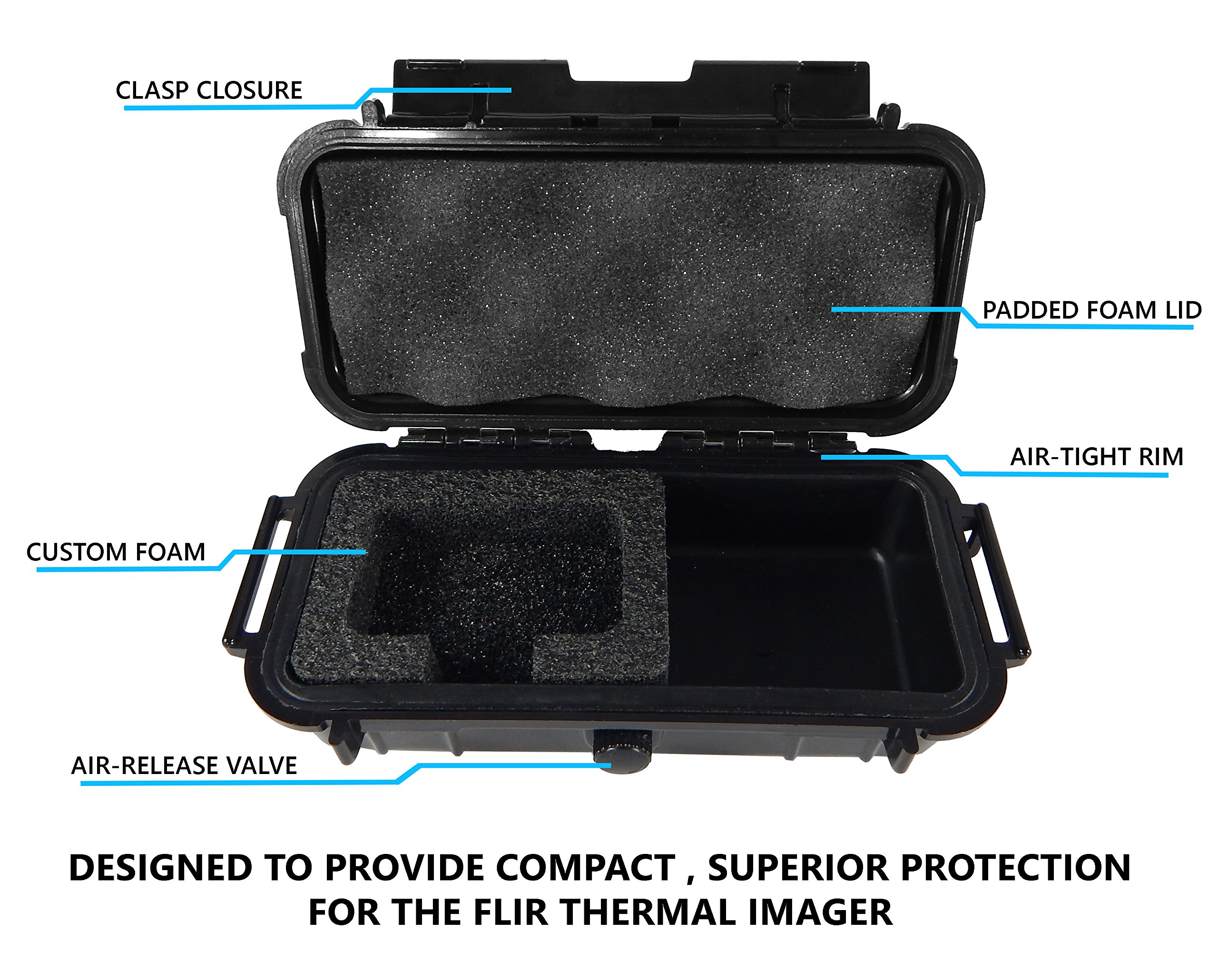 CASEMATIX Thermal Camera Case Compatible with FLIR One Pro and Gen 3 Thermal Imager Topdon Tc002C Fluke TC01B TC01A Thermal Imaging Cameras for IOS and Android, Waterproof Case Also Fits Cables