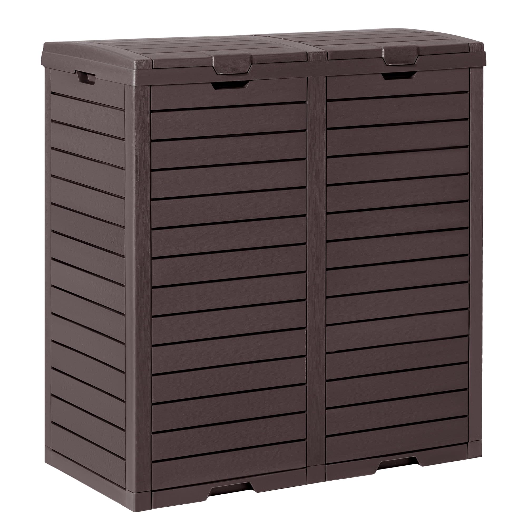 Homall 80 Gallon Outdoor Trash Can Resin Garbage Can Dual Waste Bins with Lid, Drip Tray, Side Grooves for Patio Backyard Deck Roadside