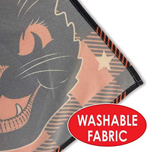 Beistle Fabric Black Cat Vintage Halloween Tablecover, 55β x 90.5β β Polyester Table Cloth, Rectangular Tablecloth, Holiday Tablecloth, Halloween Fabric Tablecloth, Halloween Decorations