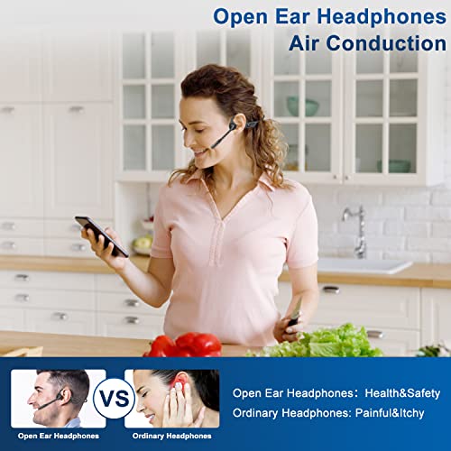 BANIGIPA Bluetooth Headset with Microphone, Open Ear Headphones Wireless Bluetooth Noise Cancelling for Laptop PC Computer Cell Phones, Air Conduction Headphones for Office Meeting Home Working-16 Hrs