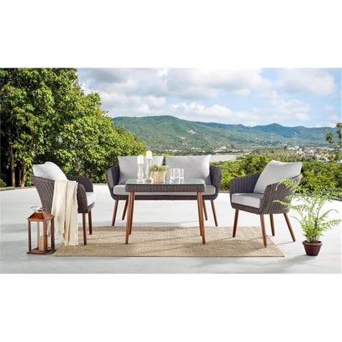 Athens All-Weather Wicker Outdoor 26" H Cocktail Table with Glass Top