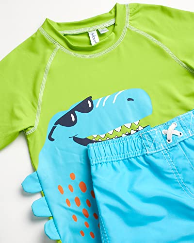 Wippette Baby Boy Rash Guard Swimsuit Set – 2-Piece UPF 50+ Dinosaur Bathing Suit for Boys (Infant/Toddler/Boy), Size 12 Months, BlueDino