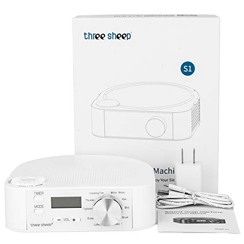 Three Sheep Natural Soothing Alarm Clock White Noise Maker Adults Baby Travel Sound Machine Portable for Sleep with Timer Dual Power Supply USB Charged Or AAA Battery