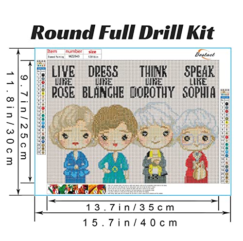 Bestact Diamond Painting Kits,Diamond Art Kit for Adults Full Round Drill,Paint with Diamond for Gift,Wall Decor