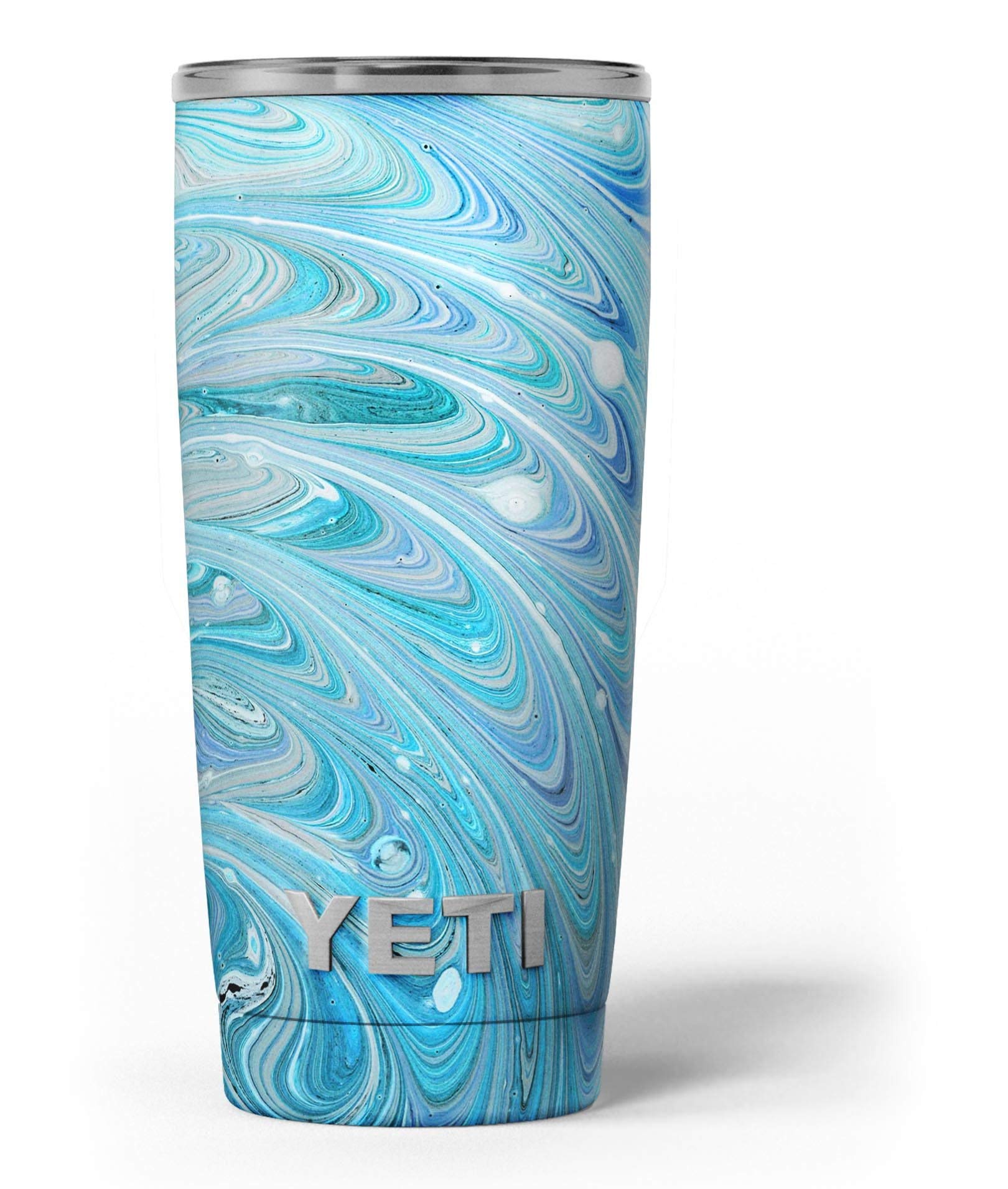 Design Skinz Mixed Blue Oil - Skin Decal Vinyl Wrap Kit Compatible with The Yeti Rambler Cooler Tumbler Cups