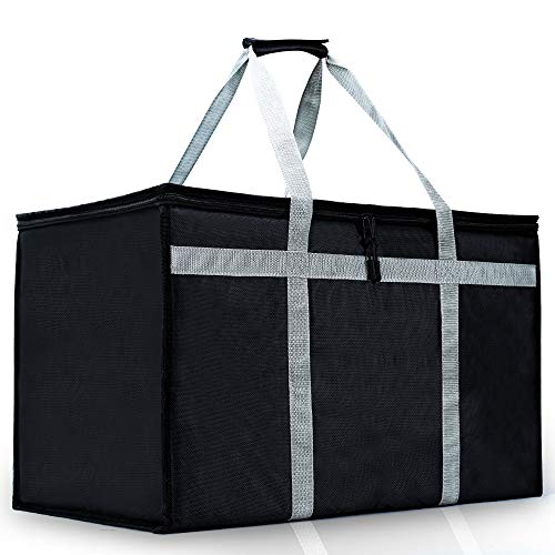 Bodaon Insulated Food Delivery Bag for Catering, XXX-Large, Hot Cold Meal Restaurant, Grocery Bags for Uber Eats, Instacart, Doordash, Grubhub, Postmates, Black