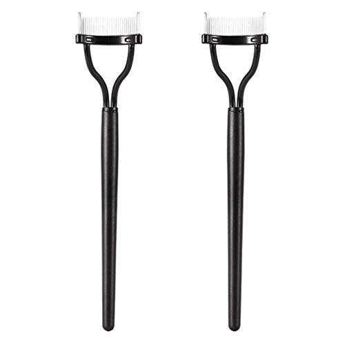 TEOYALL 2 PCS Eyelash Comb, Makeup Mascara Applicator Metal Teeth Eyelashes Separator Curler Arc Designed False Eyelash Grooming Brushes