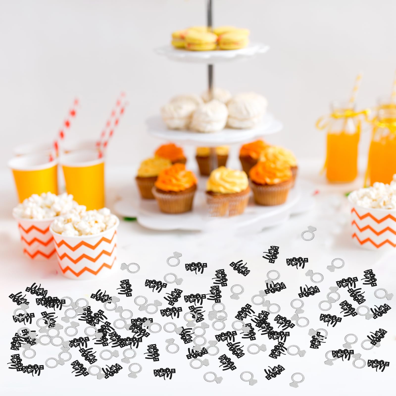 We're Engaged Confetti Glitter, Wedding Table Confetti, Engagement Paper Scatter,Bridal Shower Bride to Be Party Table Decorations Confetti, 120pcs