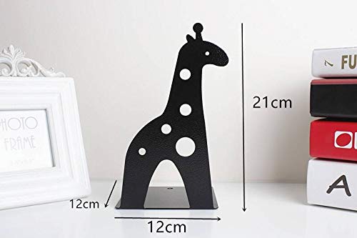 Loupdeloup Cute Bookends,Non Skid Giraffe Animal Book Ends for Shelves Decorative for Kids Black 1 Pair