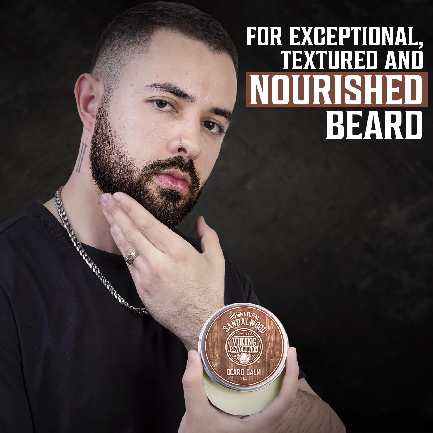 Viking Revolution 4 Beard Balm Variety Pack (1oz Each)- Sandalwood, Pine & Cedar, Bay Rum, Clary Sage - Beard Butter Styles, Strengthens and Softens Beards and Mustaches - Beard Wax for Men