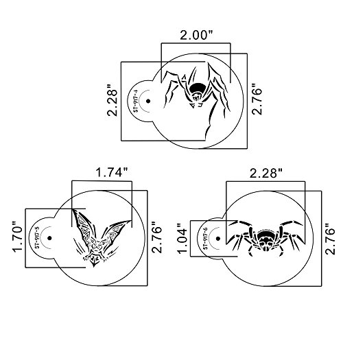 ART Kitchenware 6pcs Halloween Spiders Bats Cookie Stencil Set Cake Stenciling Fondant Cake Decorating Supplies Cookie Cake Decoration Mold Beige/Semi-Transparent ST-917S