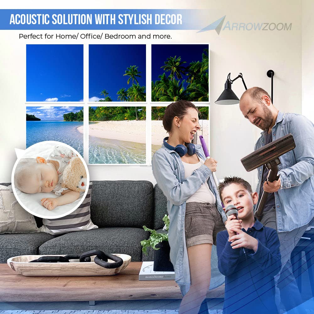 Arrowzoom 6 Felt Wall Art Acoustic Panel Display Stylish Decorative Acoustical Tiles Noise Reduction Recording Studio Room Home Treatment Strong Adhesive DIY Nature Design C 23.6 x 35.4 in AZ1228