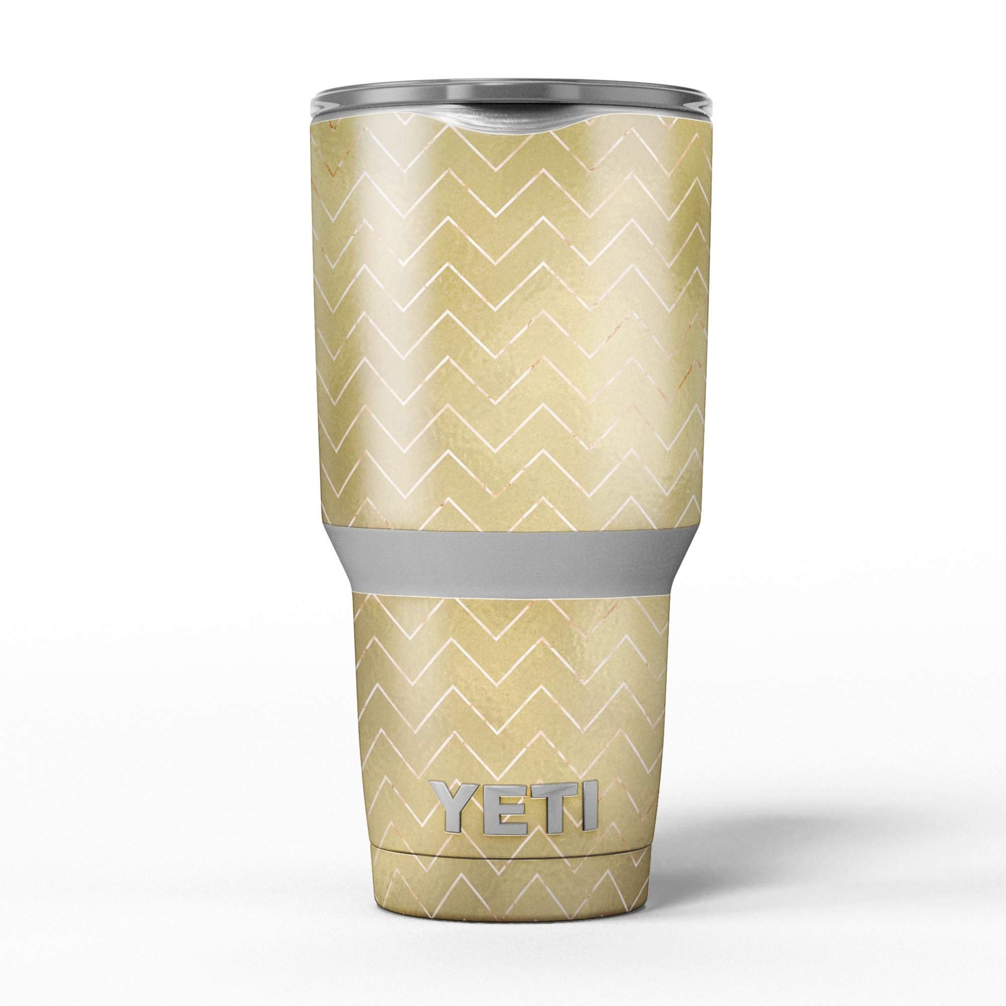 Design Skinz The Golden Surface with White Chevron - Skin Decal Vinyl Wrap Kit Compatible with The Yeti Rambler Cooler Tumbler Cups