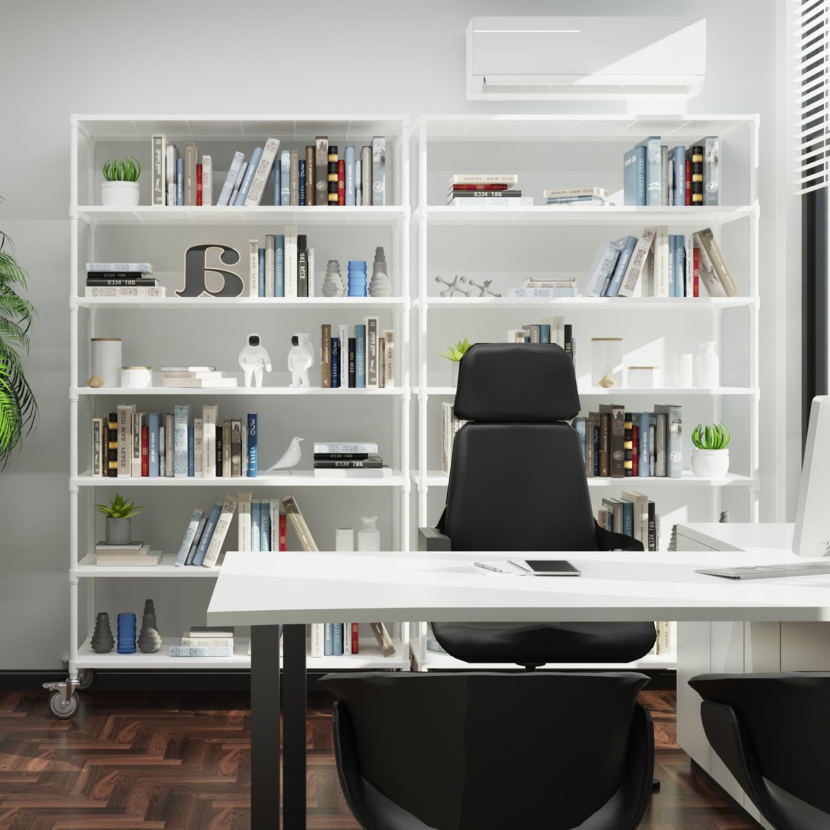 7 Tier 2800lbs Capacity NSF Metal Panel Shelf Shelving Unit - Heavy Duty Adjustable Storage Rack with 5in Wheels/Leveling Feet - Ideal for Office, Kitchen and More 17.72"D x 47.25"W x 84.25"H - White
