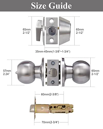 All Keyed Same Entry Door Knob and Single Cylinder Deadbolt Combo Set, Satin Nickel Exterior Door Knobs with Lock and Keys for Entrance and Front Door
