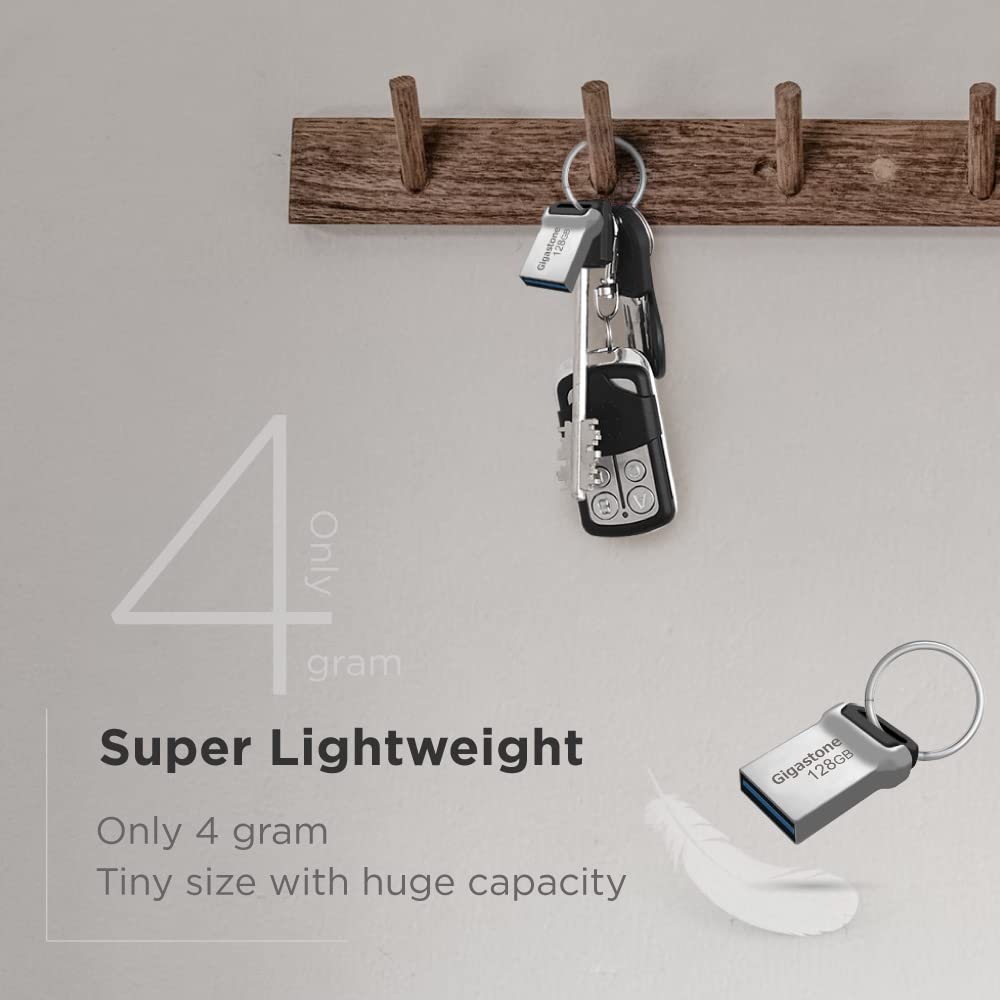 GIGASTONE Z90 128GB USB 3.2 Gen1 Flash Drive, Mini Fit Metal Waterproof Compact Pen Drive, Reliable Performance Thumb Drive, USB 2.0 / USB 3.0 / USB 3.1 Interface Compatible