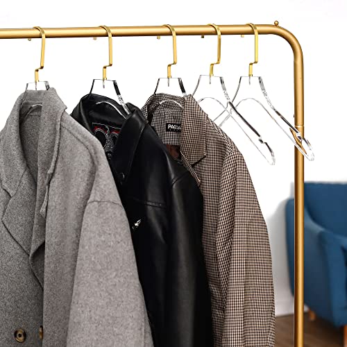 Besser Acrylic Clear Hangers 15 Pack Gold Acrylic Hangers Premium Quality Crystal Clear Hangers with Gold Hooks Luxury Dress Suit Hangers(Flat Hook)