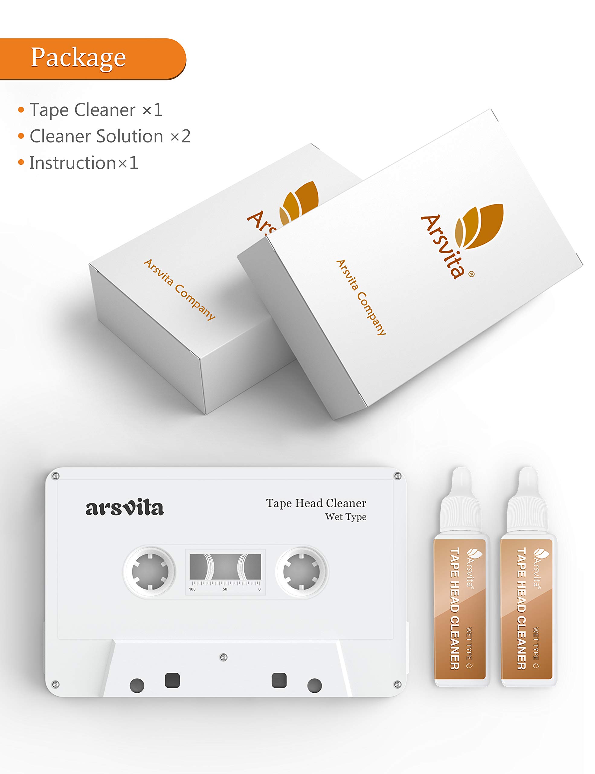Arsvita Audio Tape/Cassette Head Cleaner with 2 Cleaner Solutions
