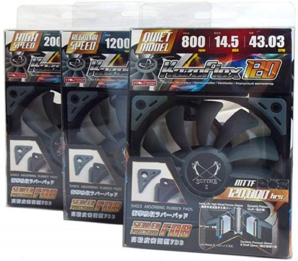 Kaze Flex 120 High Air Flow PC Case Fan, Fluid Dynamic Bearing,120mm x 25mm (3-pin Connector, 2000RPM)